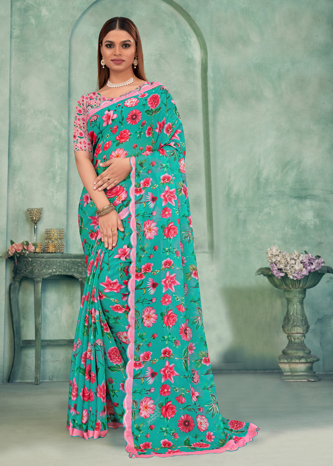 Floral Print Saree – Nupur Collection